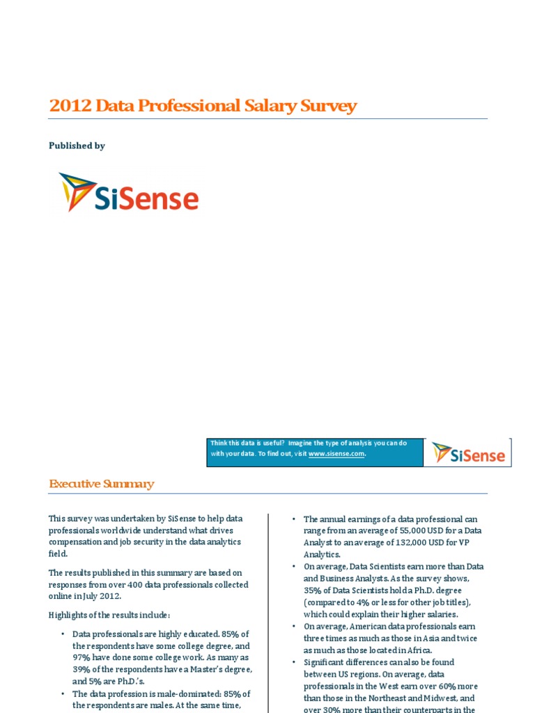 2012 Data Salary Survey | PDF | Intelligence Analysis | Academic Degree