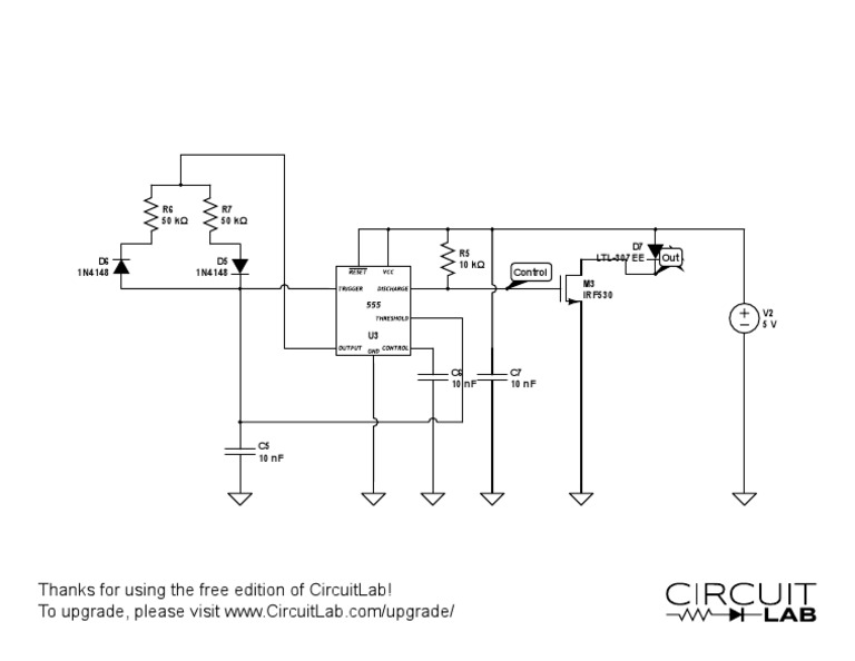 Thanks For Using The Free Edition Of Circuitlab!: R6 50 Kω R7 50 Kω | PDF