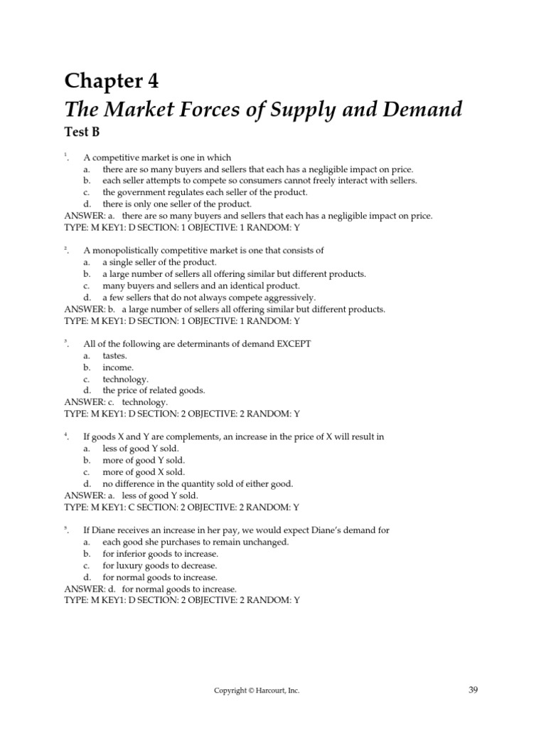 The Market Forces of Supply and Demand: Chapter 4 | PDF | Supply ...