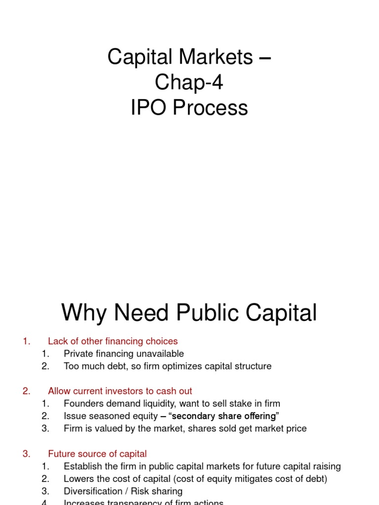 Capital Markets - Chap-4 IPO Process | PDF | Initial Public Offering ...
