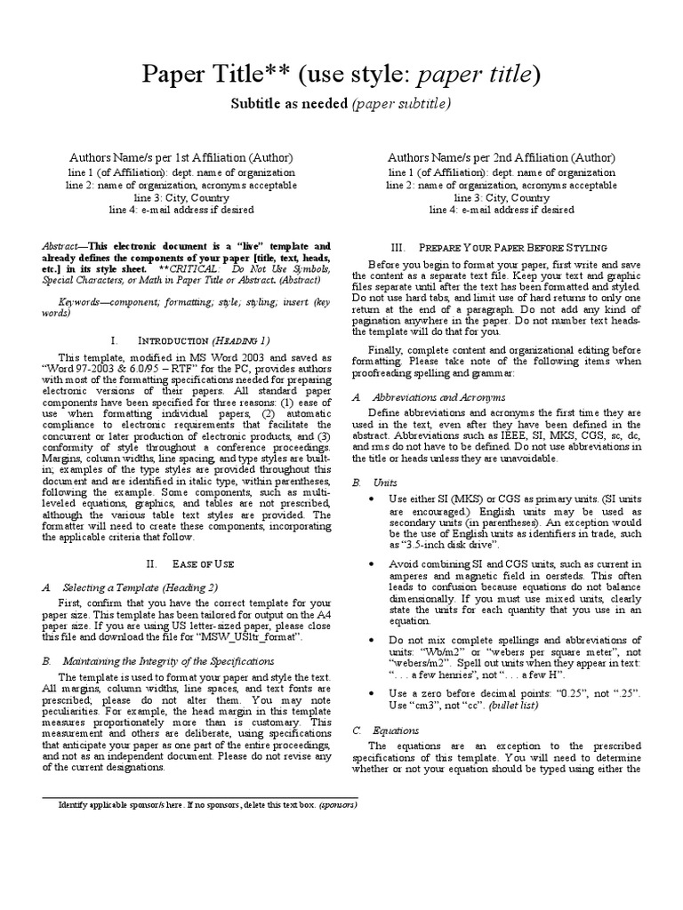 Paper Formatting Template Guide | PDF | Typography | Punctuation