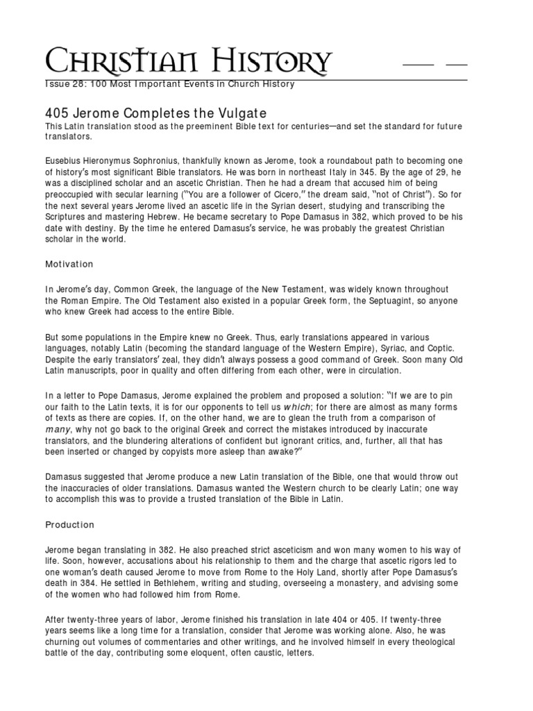 405 Jerome Completes The Vulgate | PDF | History