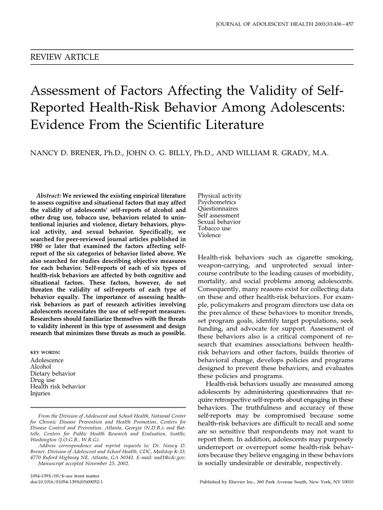 Assessment of Factors Affecting The Validity of Self-Reported Health ...