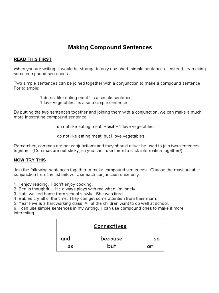 Creating Compound Sentences | PDF | Foreign Language Studies