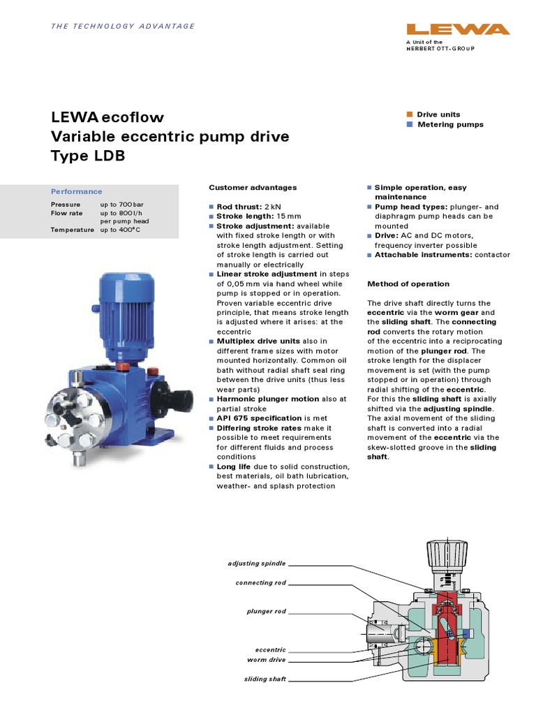 LEWA Ecoflow Variable Eccentric Pump Drive Type LDB: Performance | PDF ...