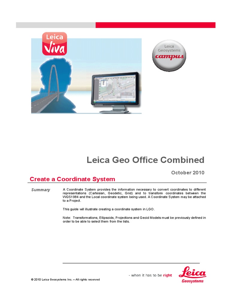 Creating A Coordinate System in LGO | PDF | Coordinate System | Geodesy