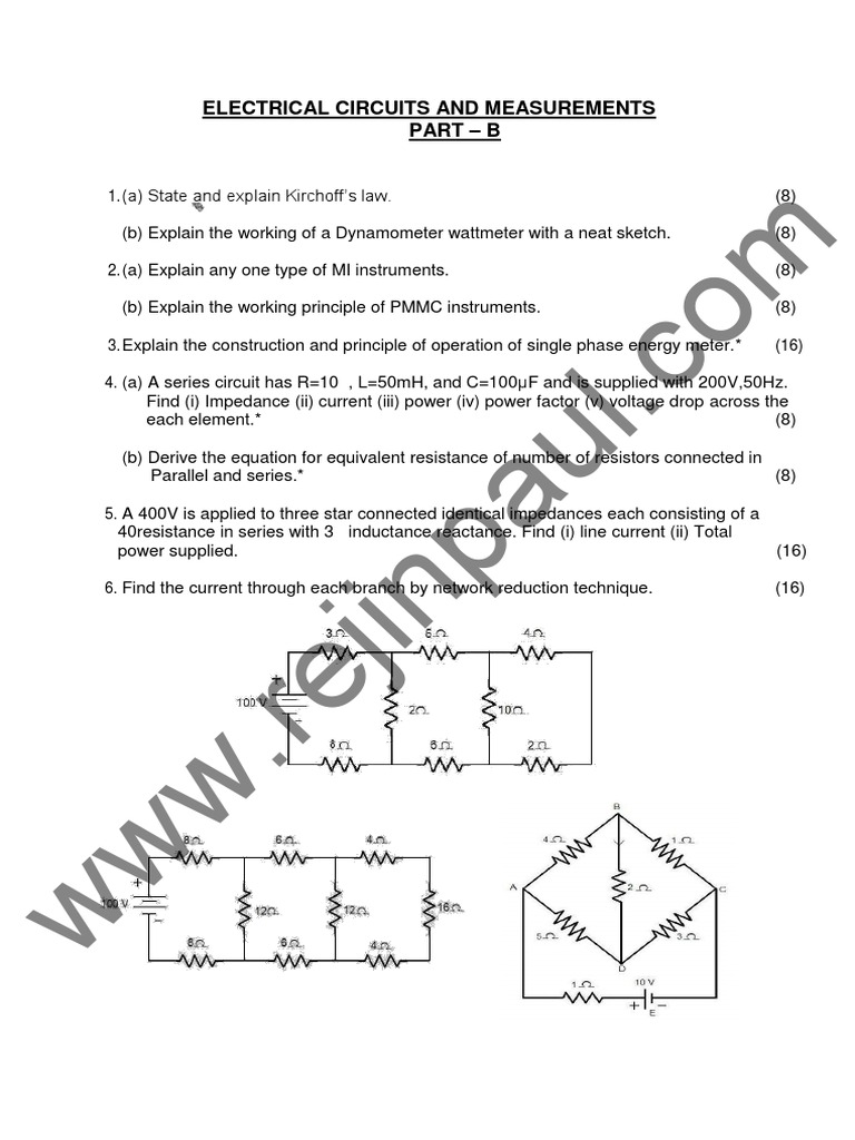 BEEE Important Questions 16 Marks | PDF | Electrical Impedance | Series ...