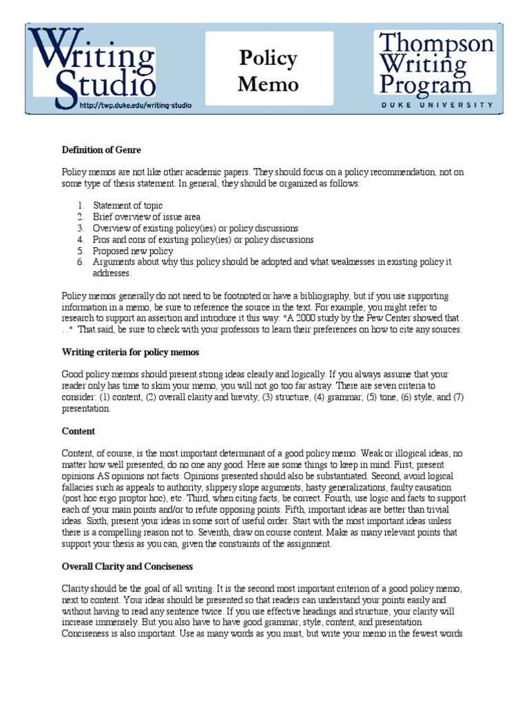 Policy Memo Writing Guide | PDF | Verb | Linguistics