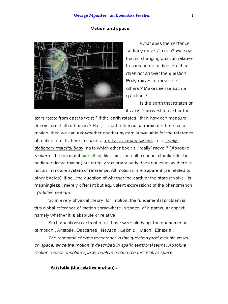 Space in Physics (Aristotle, Newton, Einstein) | PDF | Space | Motion ...