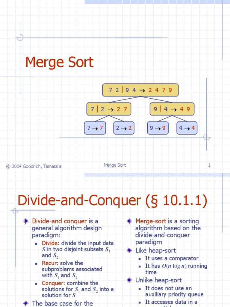 © 2004 Goodrich, Tamassia Merge Sort 1 | PDF | Algorithms And Data ... © 2004 Goodrich, Tamassia Merge Sort 1 | PDF | Algorithms And Data ...
