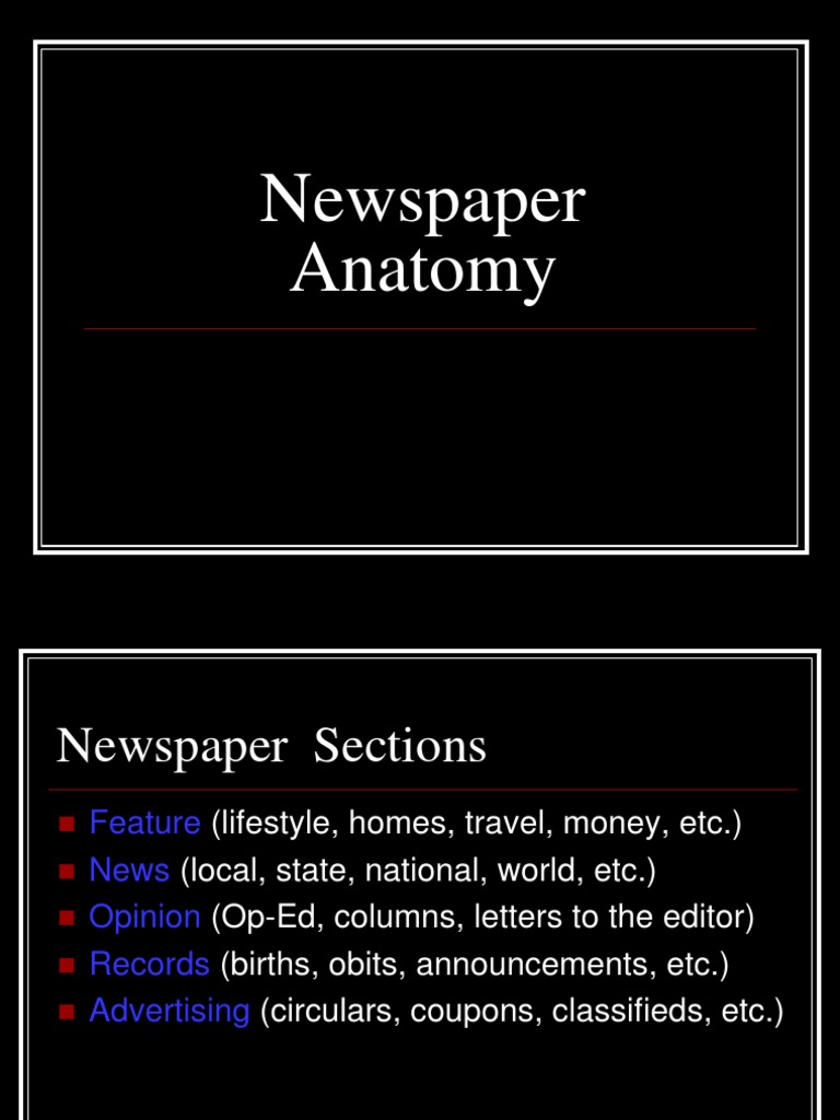Newspaper Anatomy | PDF | Newspapers | Page Layout