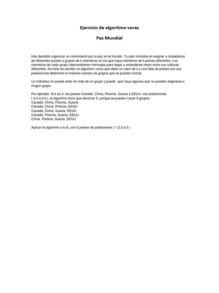 Ejercicio de Algoritmo Voraz PDF | PDF | Métodos y materiales de enseñanza