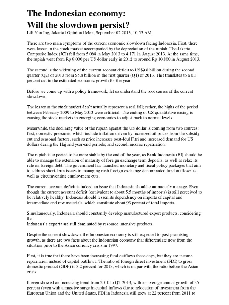 Indonesia's Economic Slowdown Analysis | PDF | Business | Finance ...