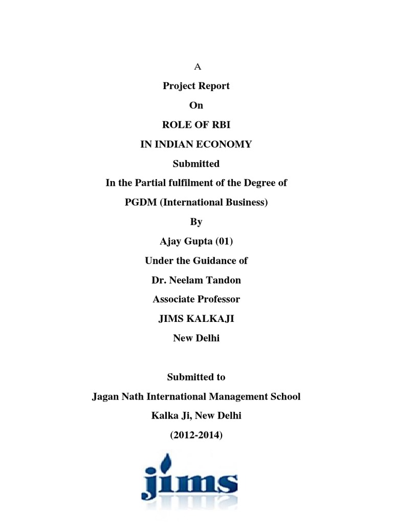 Role of RBI in Indian Economy | PDF | Bank Regulation | Reserve Bank Of ...