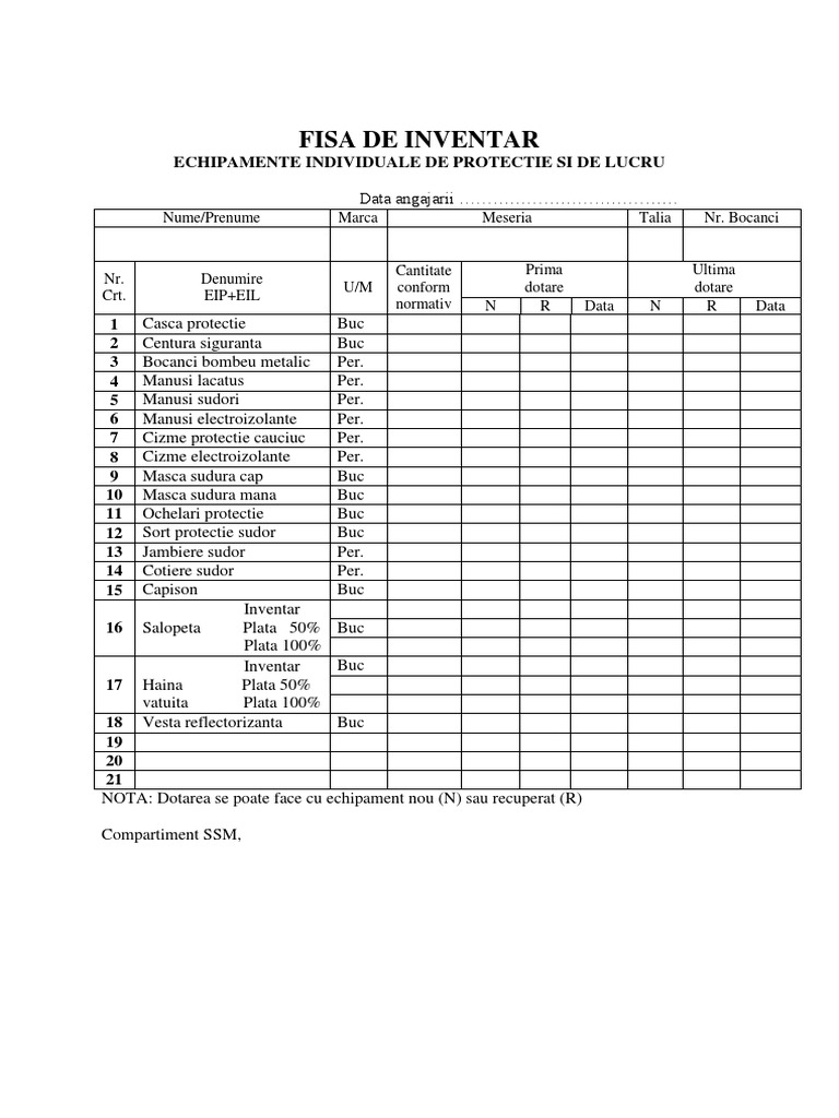 Fisa de Magazie Inventar | PDF
