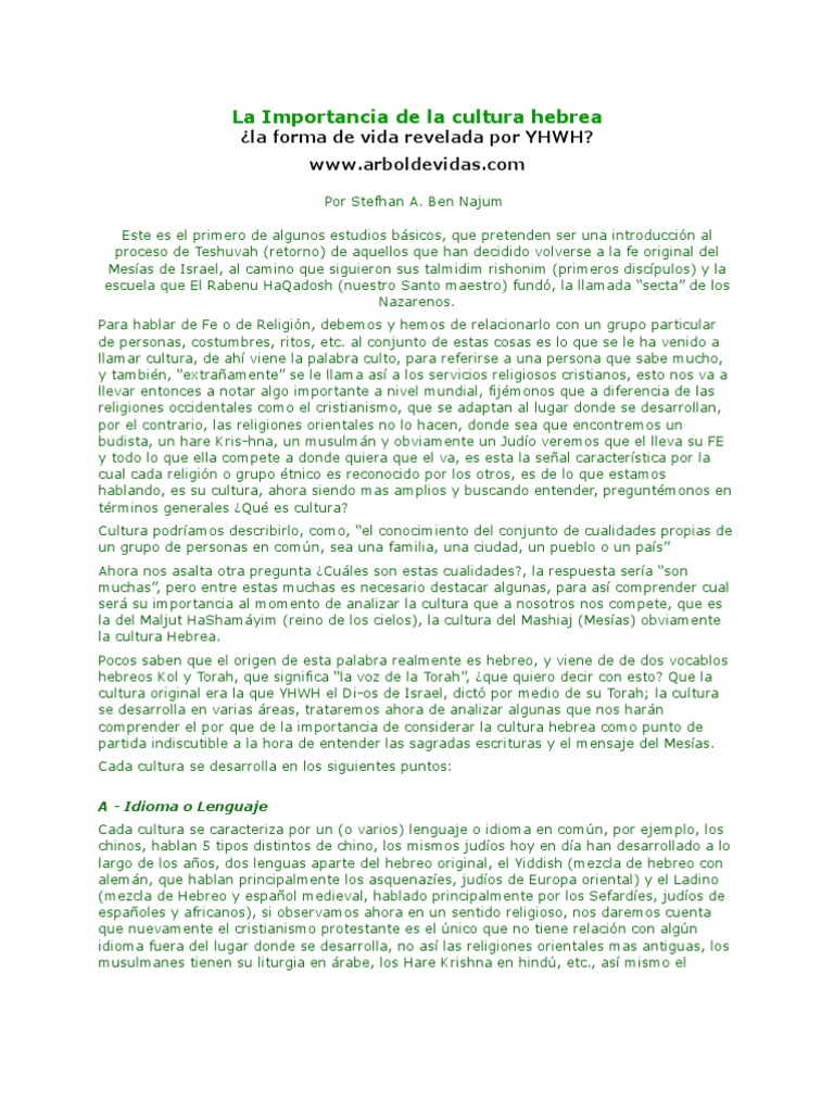 Importancia de la Cultura Hebrea | PDF | Lenguaje hebreo | Tetragrammaton