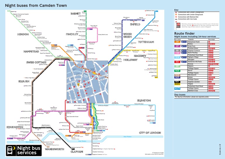 Camden Town Night Buses Map | London | Electric Rail Transport