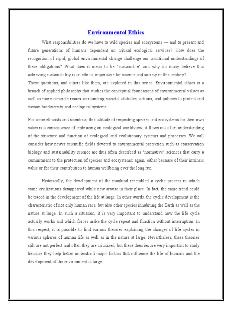 Environmental Ethics | PDF | Environmental Ethics | Ecology