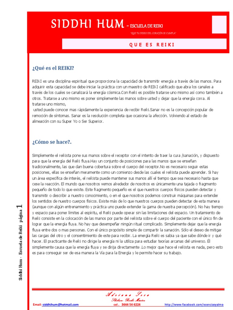 Que Es Reiki SIDDHI HUM1 | PDF | Reiki | Depresión (estado de ánimo)