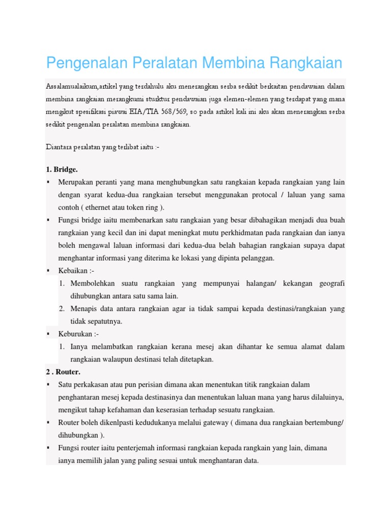 Pengenalan Peralatan Membina Rangkaian | PDF