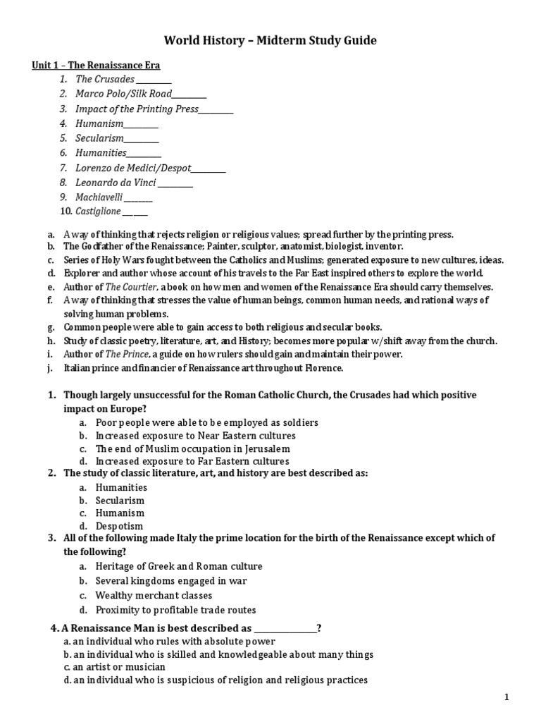 World History Midterm Study Guide | PDF | Heliocentrism | Scientific ...
