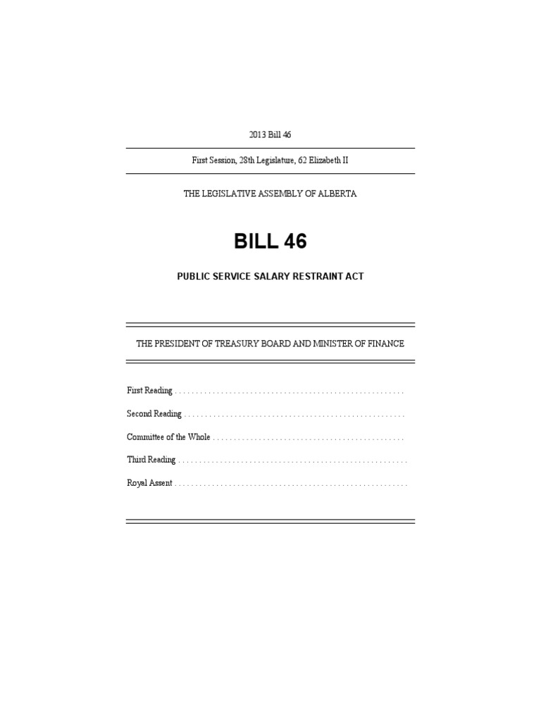 Bill 46: Public Service Salary Restraint Act | PDF | Bill (Law ...