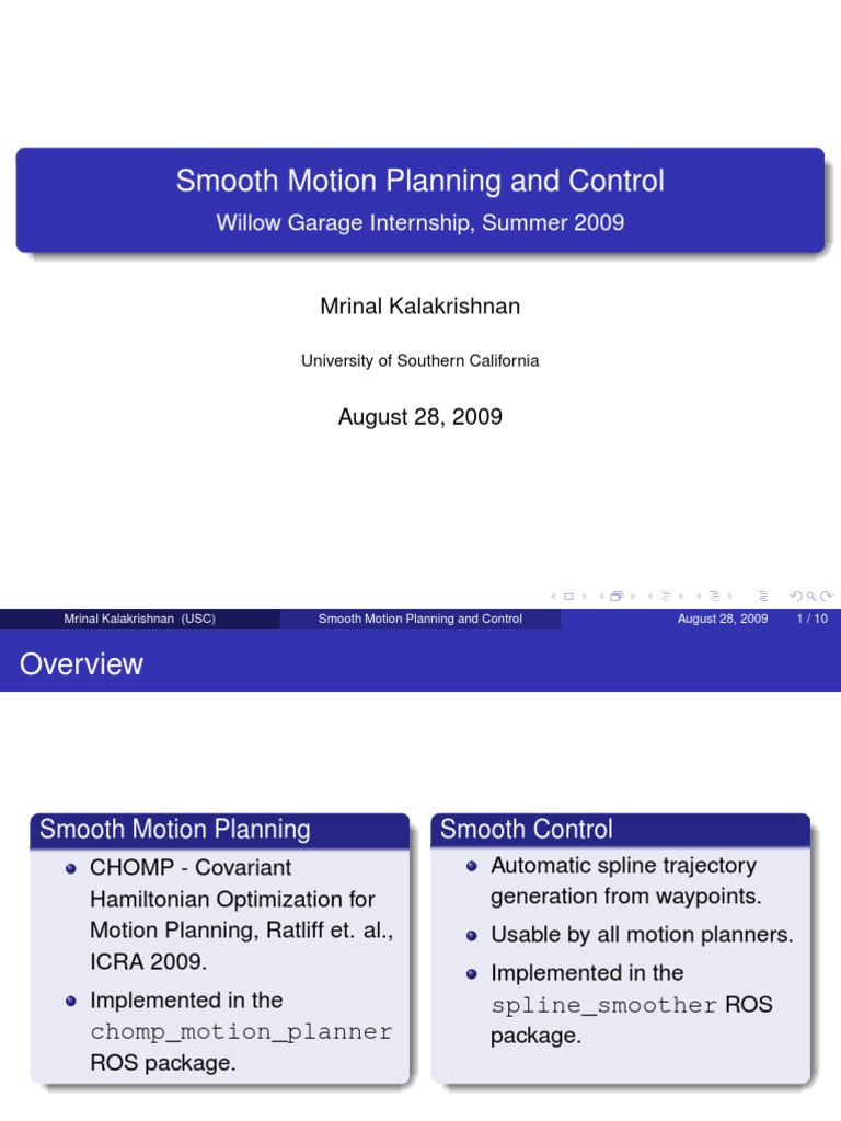 Mrinal Kalakrishnan: CHOMP Motion Planner | PDF | Kinematics | Gradient