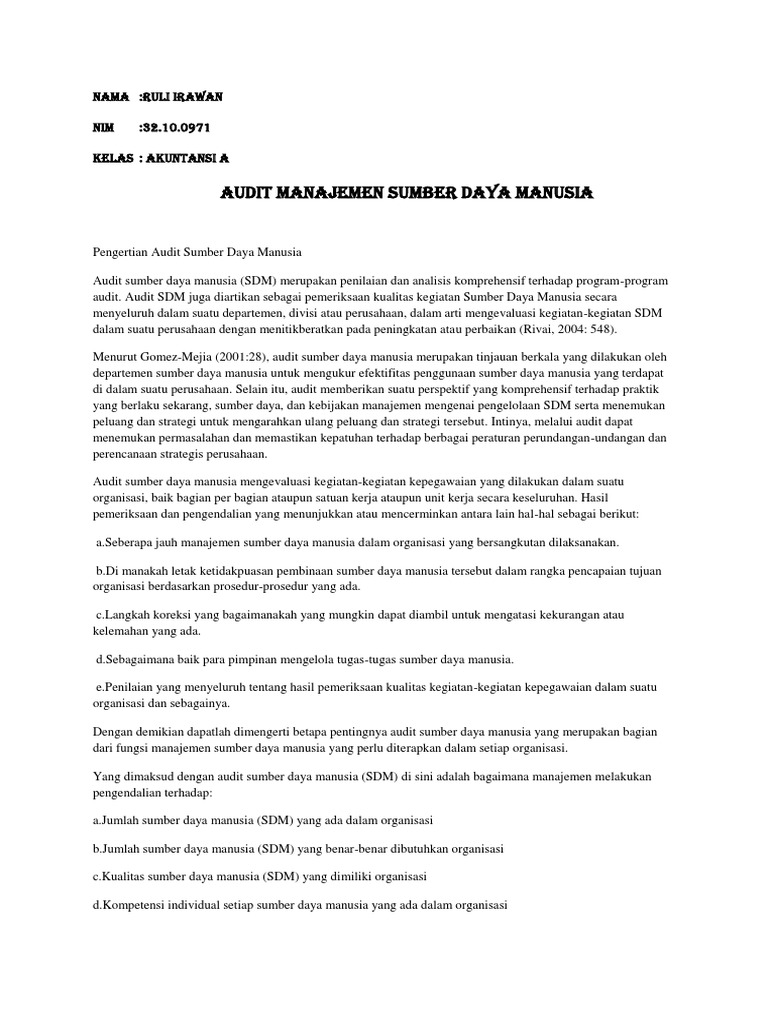 Audit Manajemen Sumber Daya Manusia | PDF