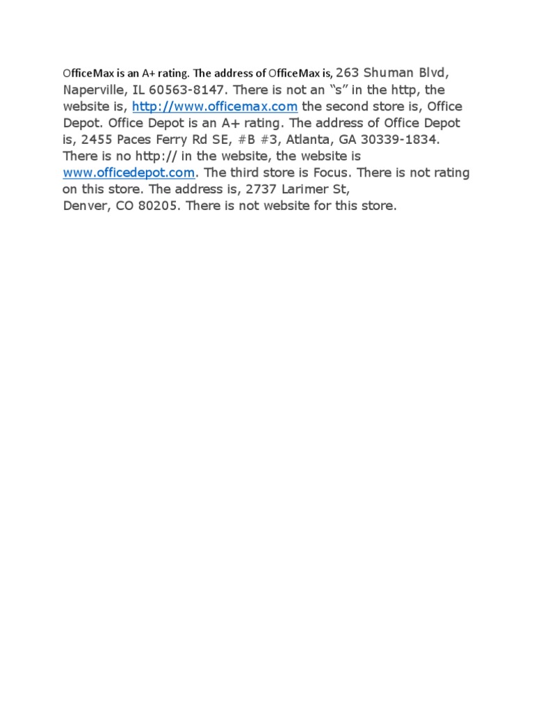 OfficeMax and Office Depot Ratings & Info | PDF