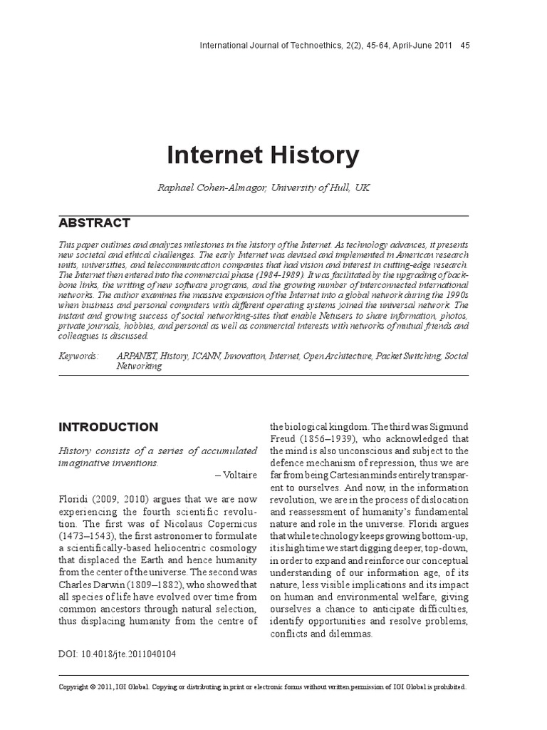 Internet History | PDF | Internet Protocols | Internet Protocol Suite