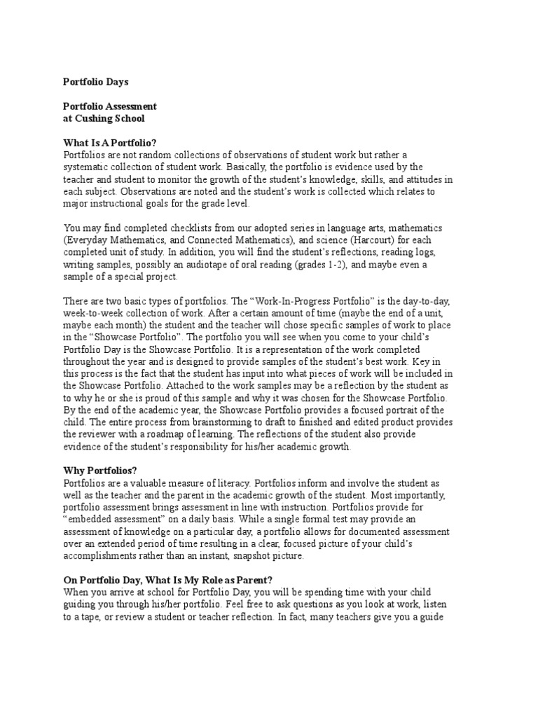 Portfolio Days | PDF | Educational Assessment | Change