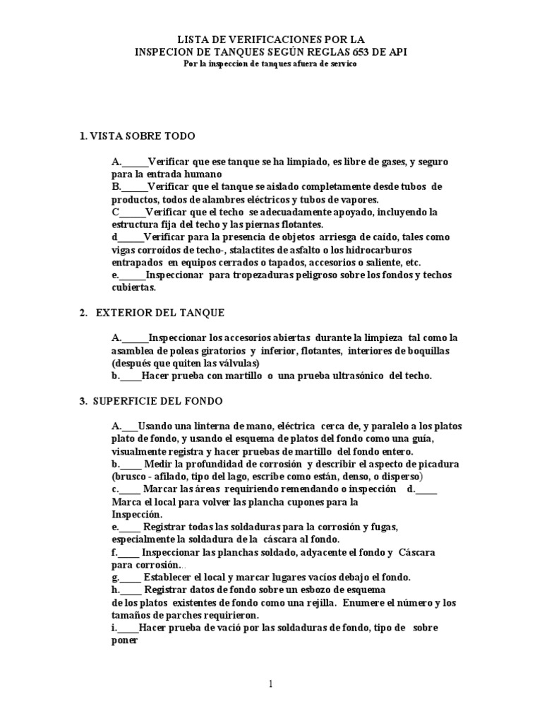API 653 Checklist Español | PDF | Monedas de América del Norte ...