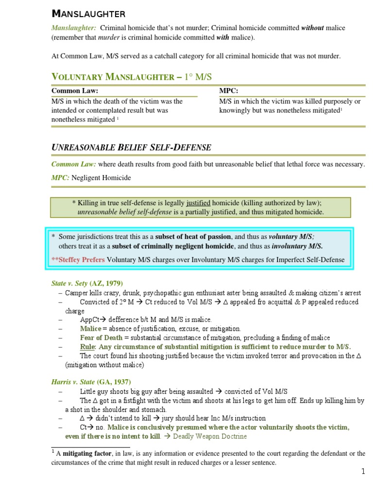 Imperfect Self-Defense | PDF | Manslaughter | Murder