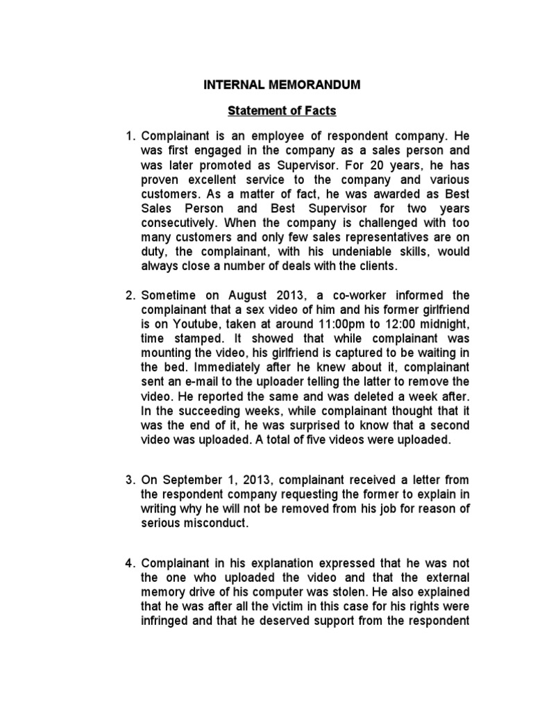 Internal Memorandum | Download Free PDF | Damages | Employment