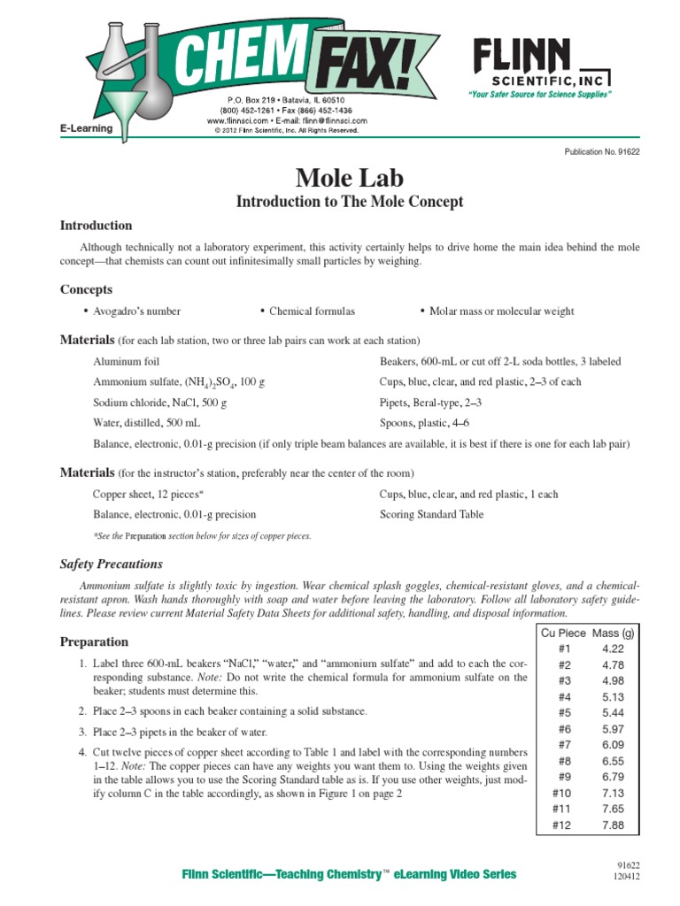 Mole Activity | Mole (Unit) | Weighing Scale