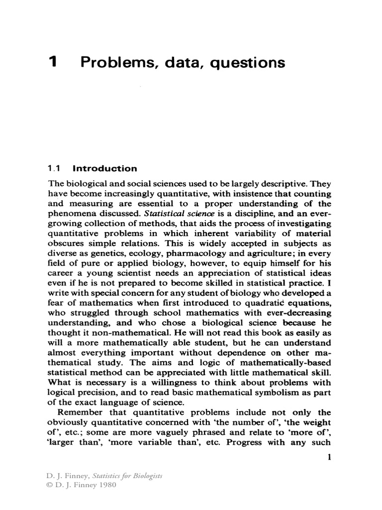 1 Problems, Data, Questions: Statistical Science | PDF | Experiment ...