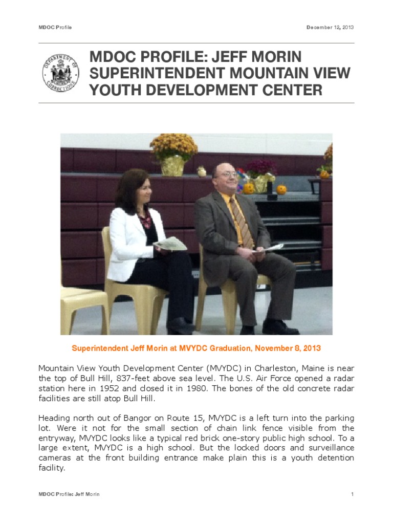 MDOC Profile: Superintendent Jeff Morin and Mountain View Youth ...