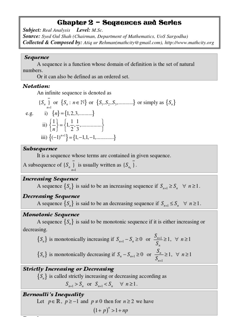 Chap 02 Real Analysis: Sequences and Series | PDF | Series (Mathematics) | Sequence