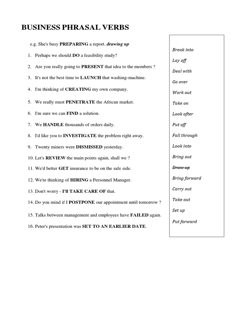 Business Phrasal Verbs | PDF