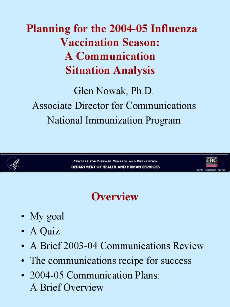 Planning For The 2004-05 Influenza Vaccination Season: A Communication ...