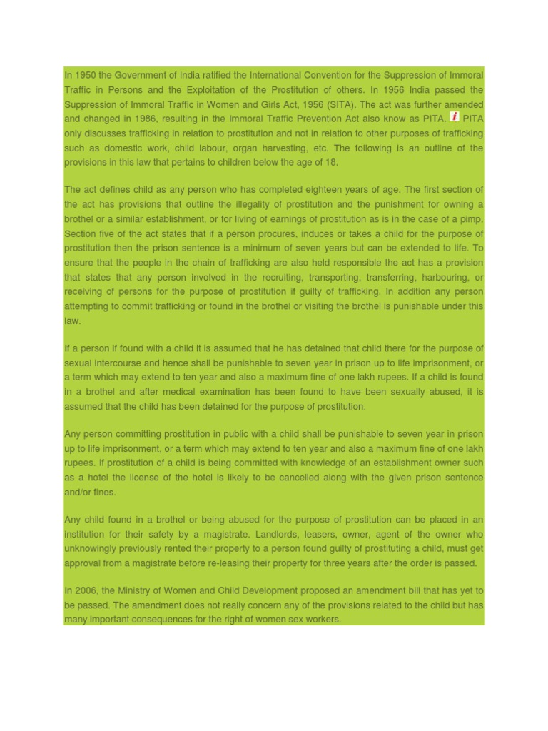 Overview of PITA 1956 Provisions | PDF | Human Trafficking | Brothel