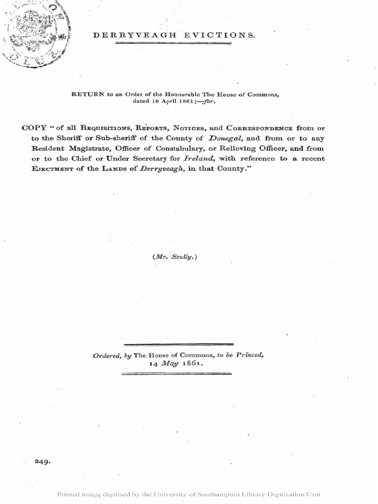A Report On The Derryveagh Evictions | PDF | Eviction | Positions Of ...