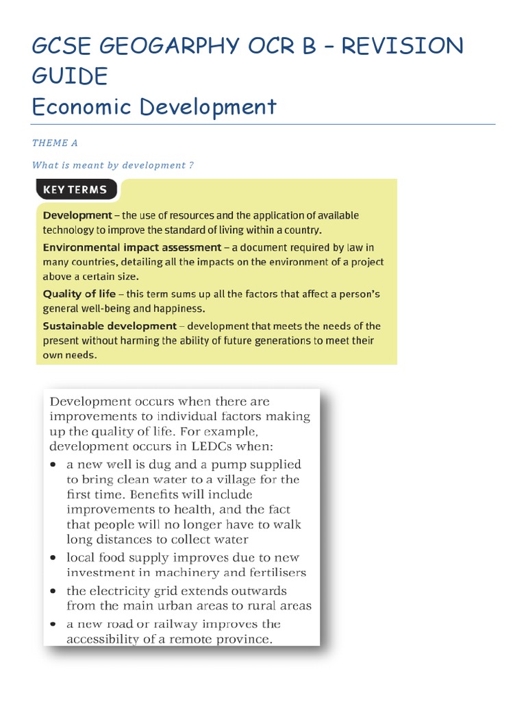 Gcse Geogarphy Ocr B - Economic Development | PDF | Aids ...