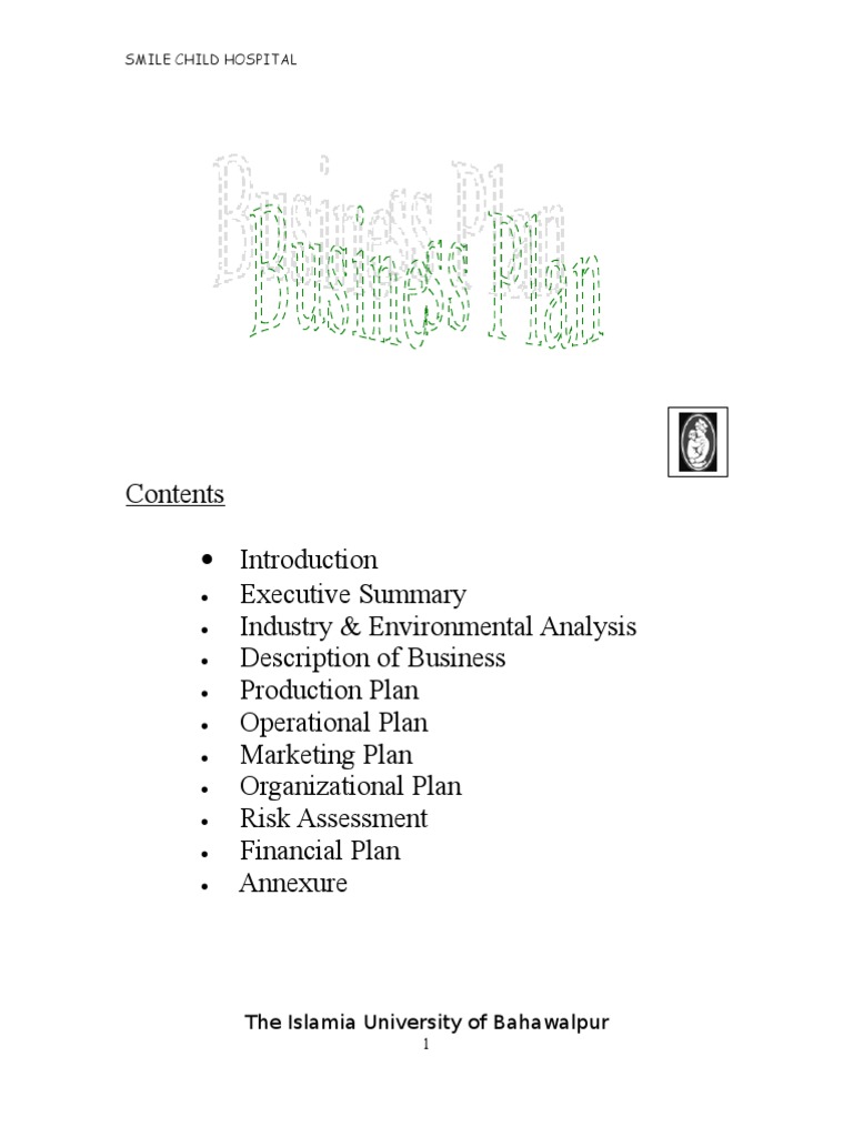 Business Plan for Smile Child Hospital | PDF | Neurology | Hospital