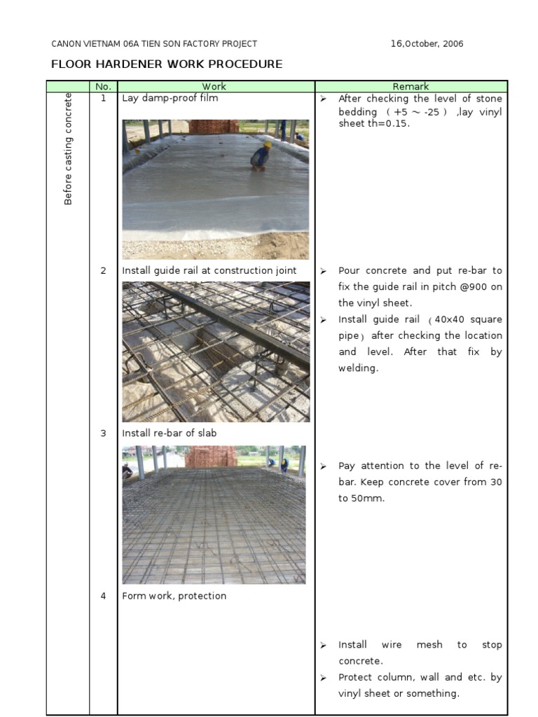 CVN 06A Floor Hardener Work Procedure 061016 (From MR Kondo) | PDF ...