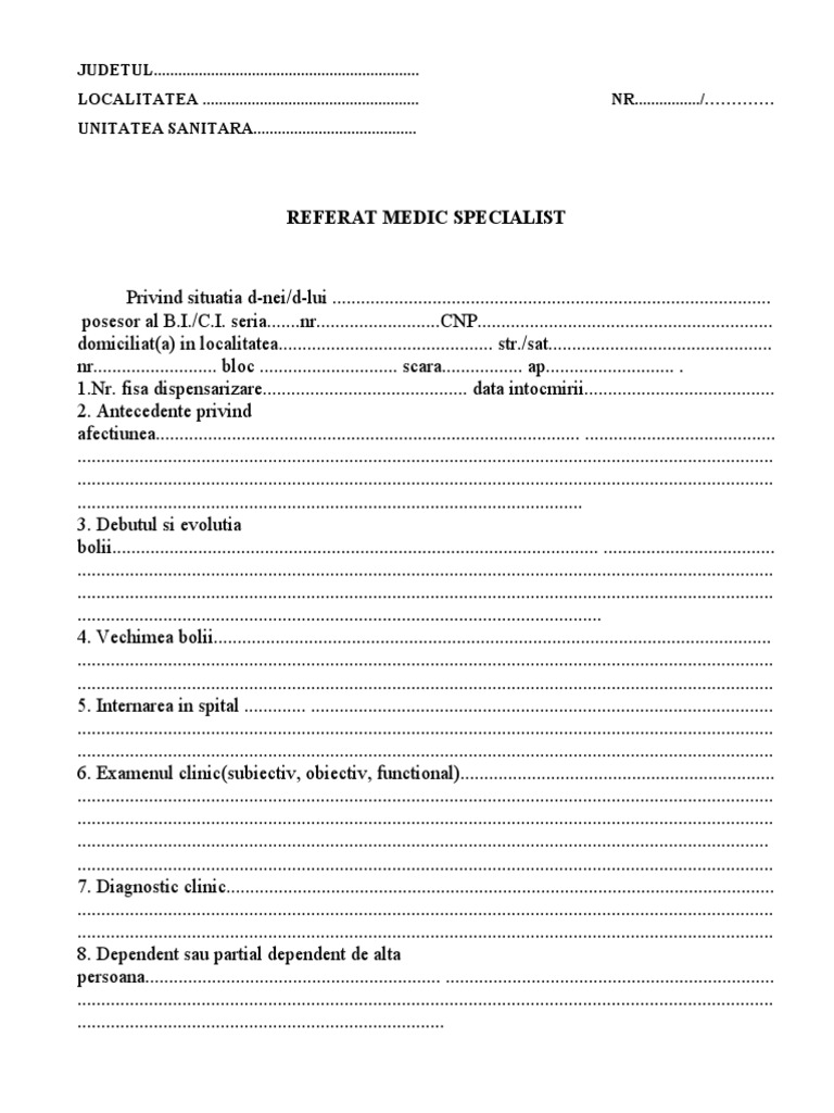 Referat Medic Specialist - Handicap | PDF