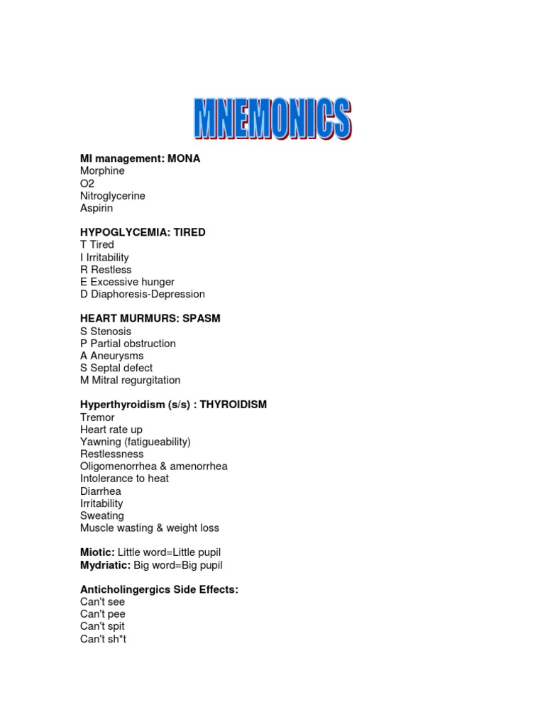 Mnemonics | PDF