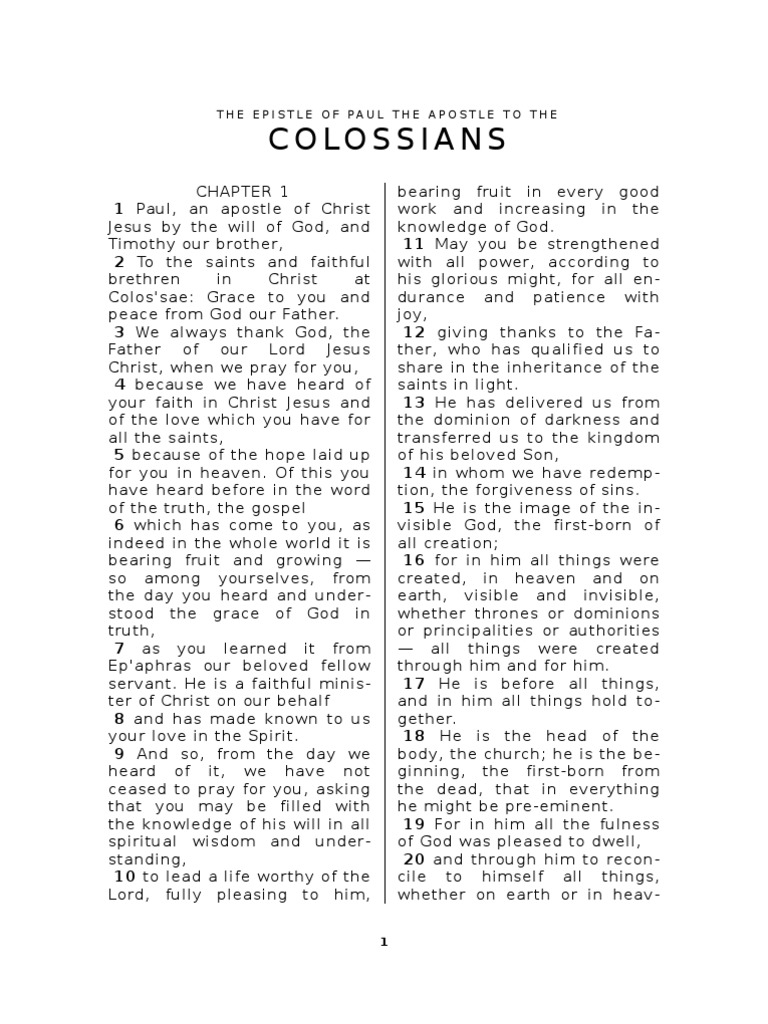 Colossians: The Epistle of Paul The Apostle To The | PDF | Epistle To ...