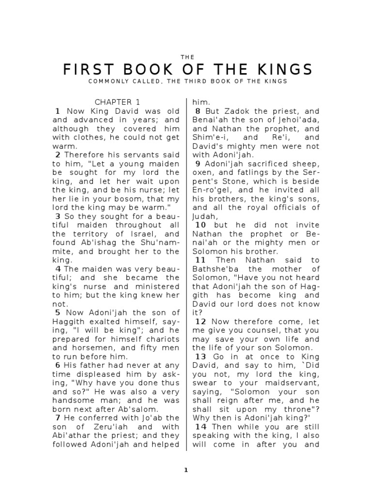 Bible 1 Kings | PDF | David | Solomons