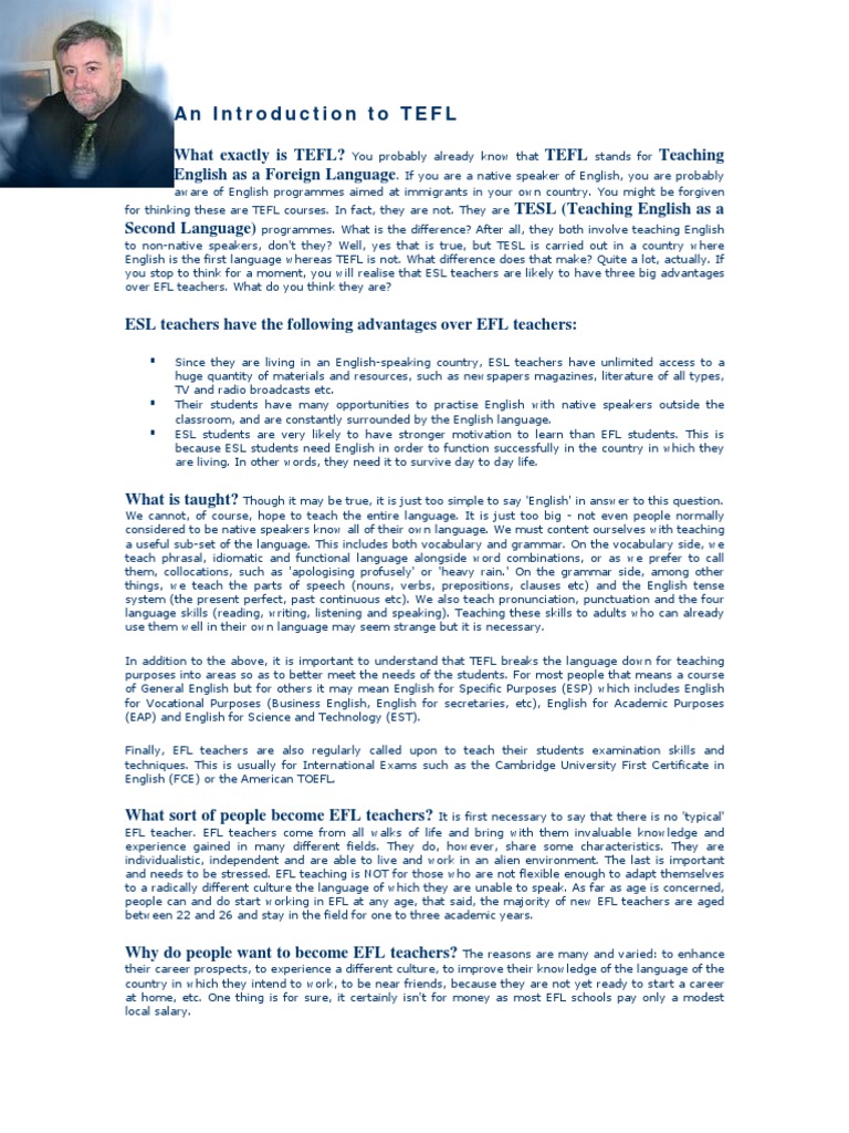 An Introduction To TEFL | PDF | Teaching English As A Foreign Language ...